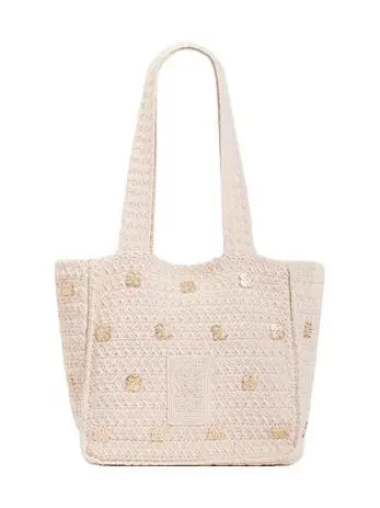 Sandro Crochet Mesh Bag With Charms - Red