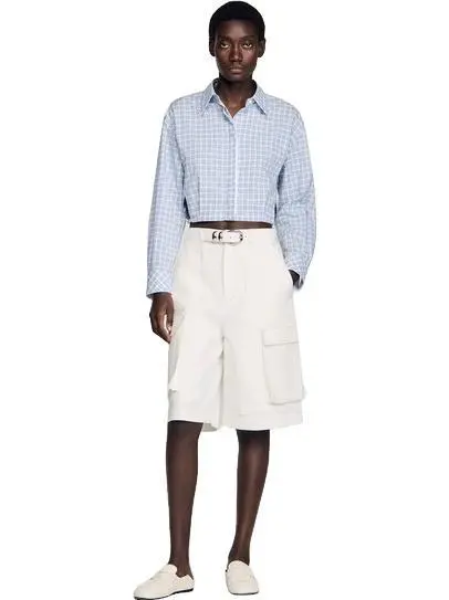Sandro Wide-leg Cotton Bermuda Shorts - White