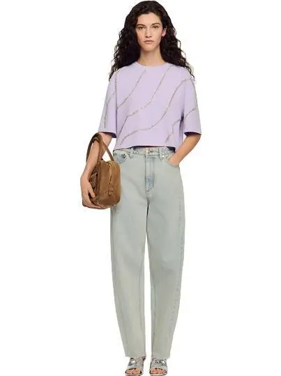 Sandro Barrel Leg Jeans - White
