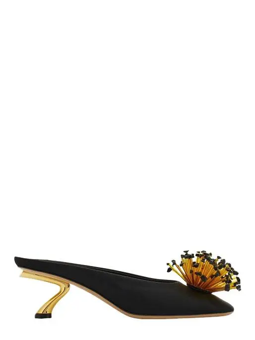 FERRAGAMO S-shaped Heel Mule - Black