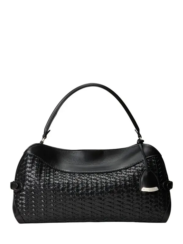 Ralph Lauren Braided Leather Shoulder Bag - Black