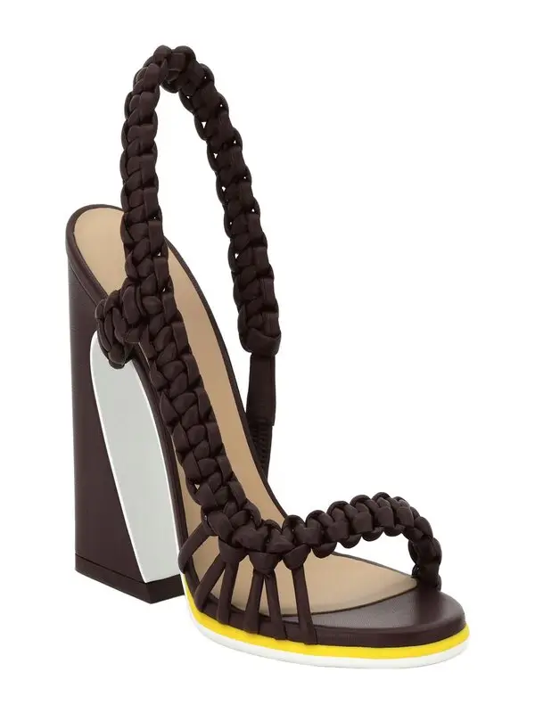 Fendi Arco Braided Leather Sandals - Brown