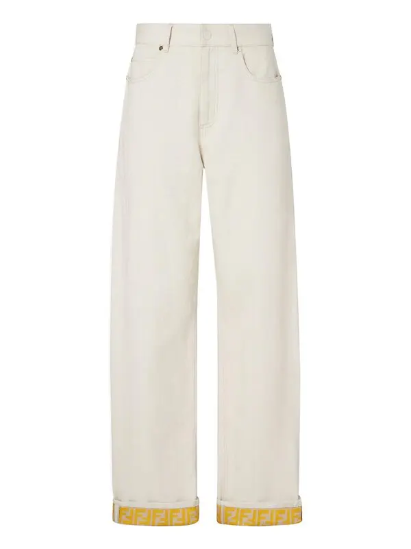 Fendi High-waisted Wide-leg Jeans - Beige