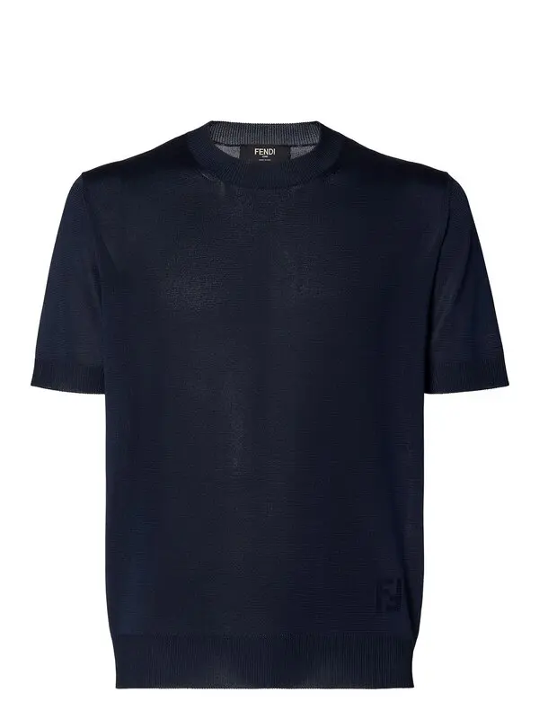 Fendi Viscose Intarsia Jumper - Blue