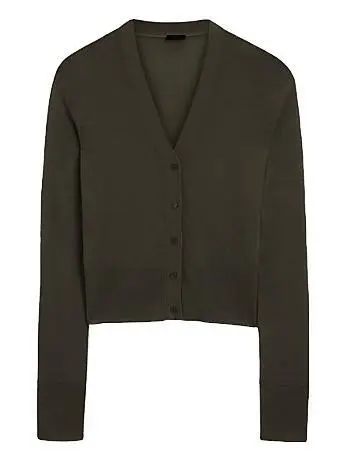 JOSEPH Cashair V-neck Cashmere Cardigan - Palm Leaf