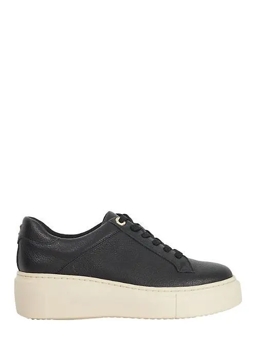 DUNE Leather Flatform Trainers - Black Leather