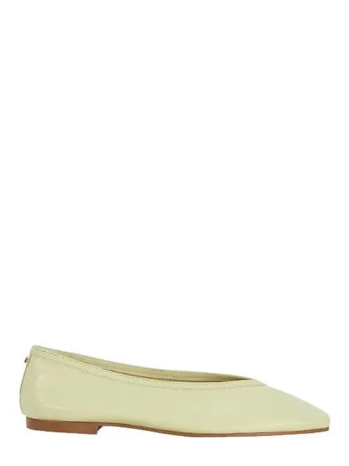 DUNE Hetta Leather Ballet Flats - Green Leather