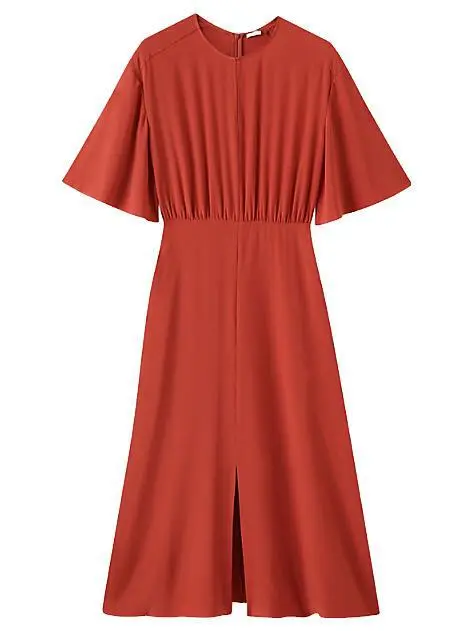 JOSEPH Silsila Round-neck Silk Midi Dress - Spice