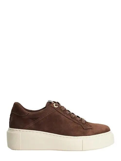 DUNE Evienne Flatform Trainers - Brown Suede