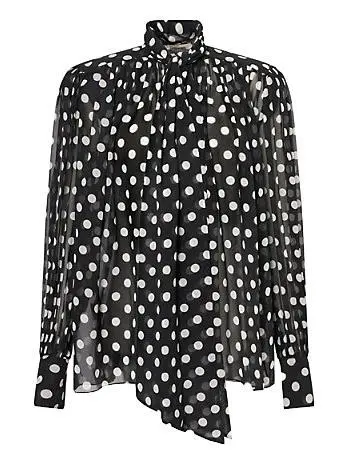 Khaite Vali Dot-print Silk Top - Medium Dot Black