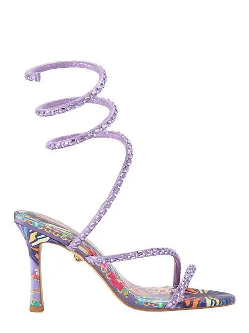 Kurt Geiger Spiral Asymmetric Heeled Woven Sandals - Lilac