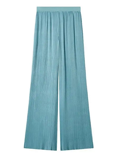 JOSEPH Amber Pleated Satin Trousers - Chambray