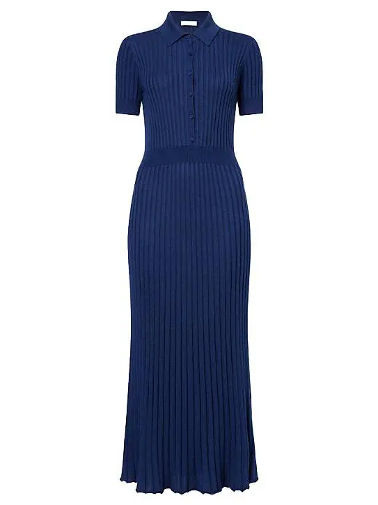 Gabriela Hearst Amor Ribbed Cashmere-silk Knitted Midi Dress - Electric Navy