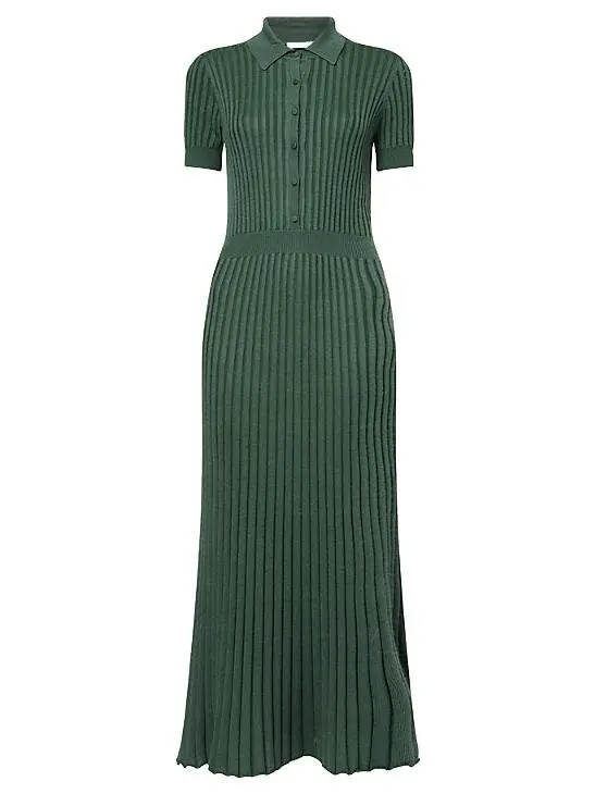 Gabriela Hearst Amor Ribbed Cashmere-silk Knitted Midi Dress - English Green