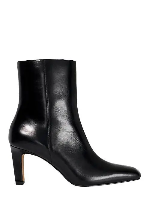 DUNE Ovation Heeled Leather Ankle Boots - Black Leather