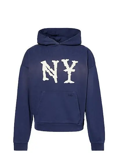 DUKE + DEXTER Ny Embroidered Cotton-jersey Hoody - Navy