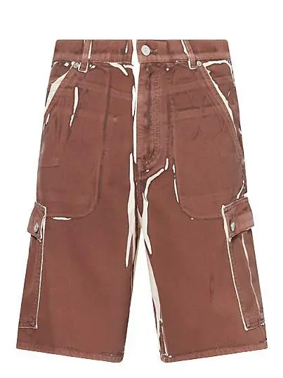 Marni Screen-printed Denim Cargo Shorts - Tobacco