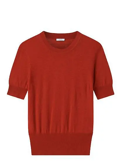 JOSEPH Cashair Round-neck Cashmere Top - Spice