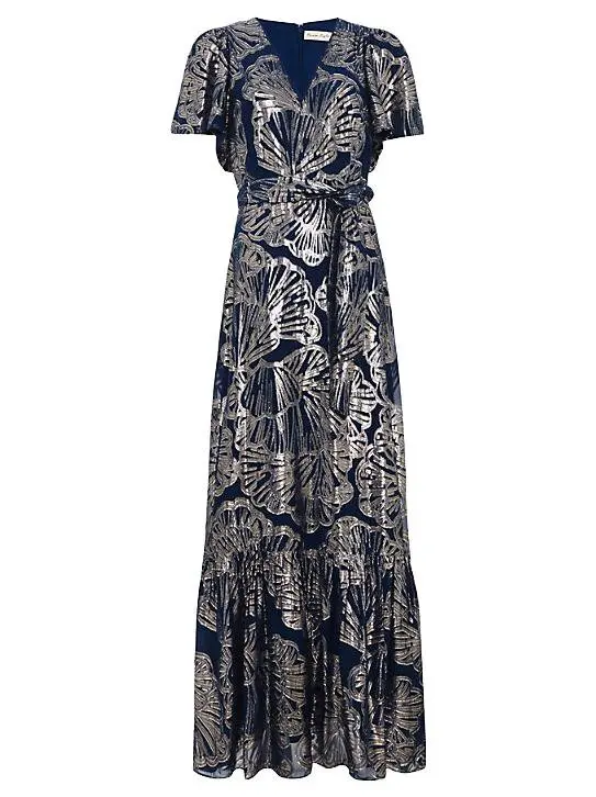 PHASE EIGHT Filcoupe Tie-waist Woven Maxi Dress - Blue