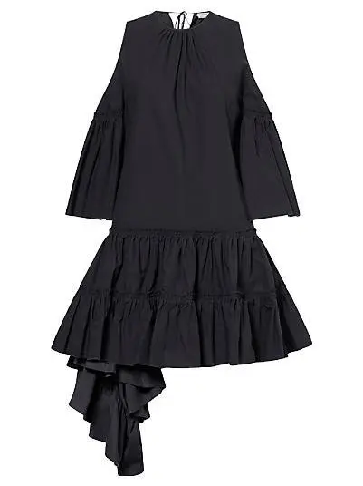 JW Anderson Ruffle Cold-shoulder Cotton Midi Dress - Black