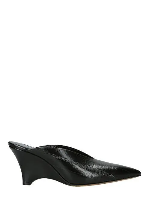 Le Monde Beryl Victoria Wedge Heeled Leather Mules - Black
