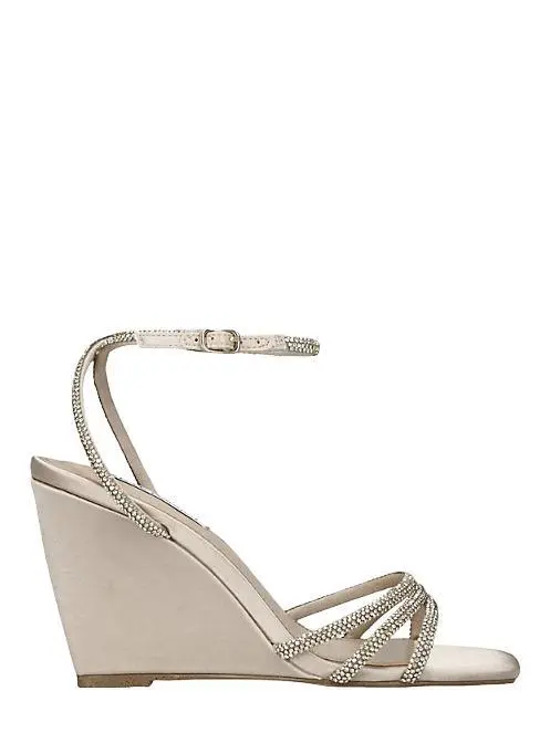 Steve Madden Aubri Satin Wedge Sandals - Champagne