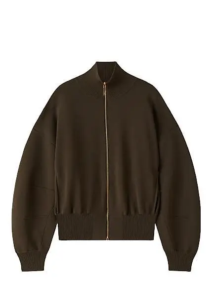 JOSEPH Funnel-neck Knitted Bomber Jacket - Palm Leaf