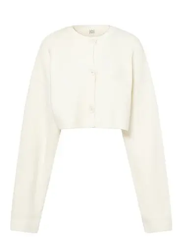 TOTEME Dropped-shoulder Cropped Knitted Cotton Cardigan - Milk