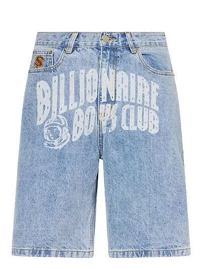 BILLIONAIRE BOYS CLUB Faded Logo Denim Shorts - Light Wash Blue