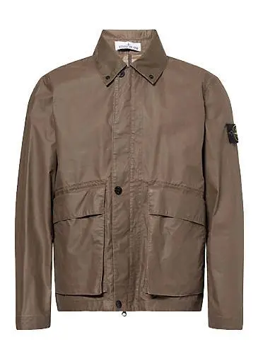 Stone Island Tela Waxed Pigment Cotton-blend Jacket - Military Green