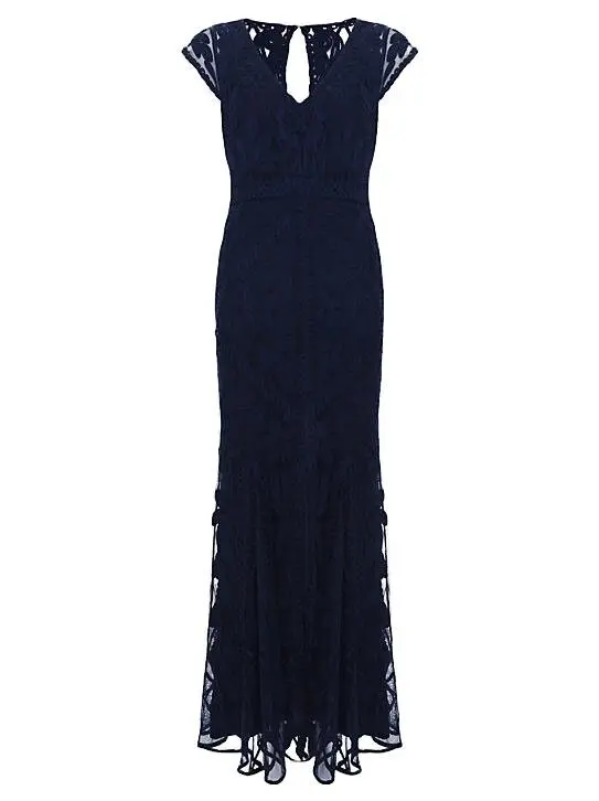 PHASE EIGHT Khiana Tapework Woven Maxi Dress - Navy