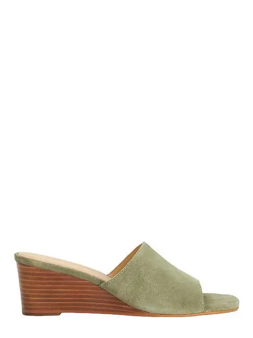 DUNE Kaydee Suede Wedge Mules - Sage Suede