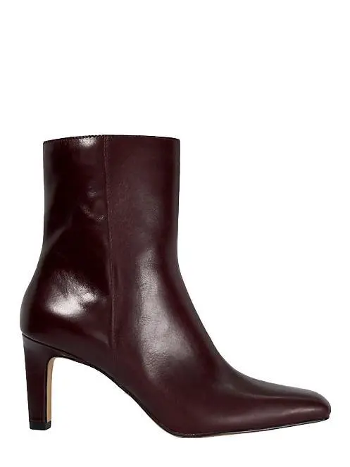 DUNE Ovation Heeled Leather Ankle Boots - Burgundy Leather