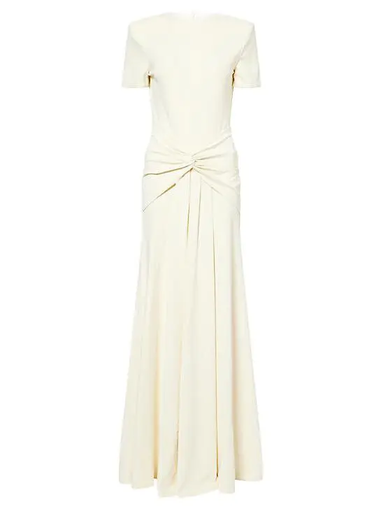Roland Mouret Draped Twist Stretch-jersey Maxi Dress - Yellow