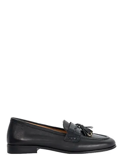 DUNE Giavoni Leather Loafers - Black Leather