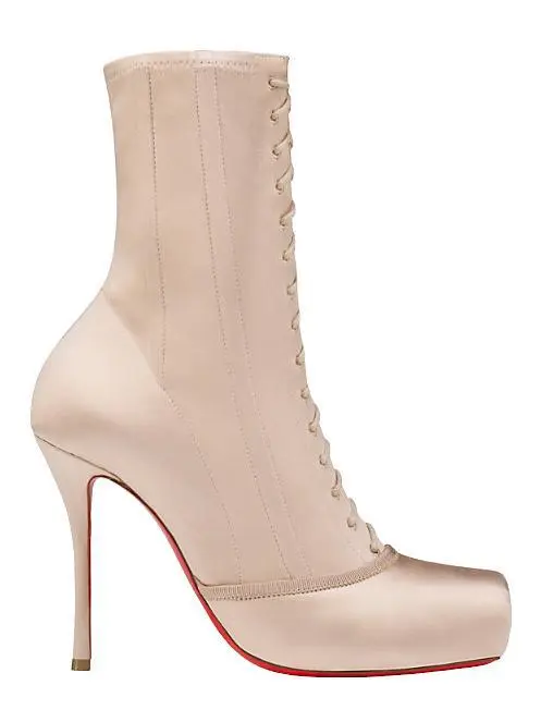 CHRISTIAN LOUBOUTIN Pavlova 100 Stretch-satin Ankle Boots - Blush