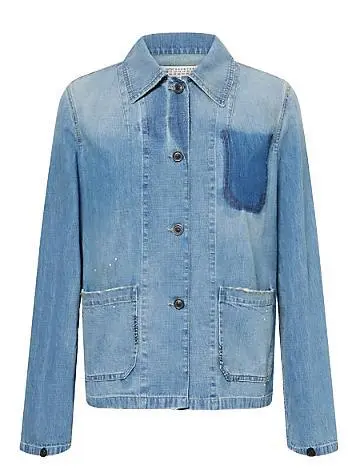 MAISON MARGIELA Patch-pocket Denim Shirt - Medium Blue Vintage