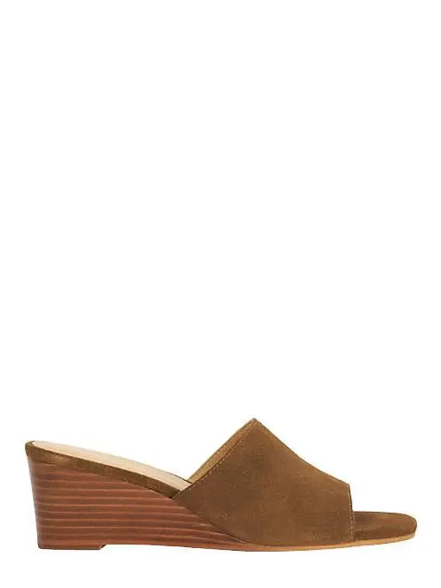 DUNE Kaydee Suede Wedge Mules - Tan Suede