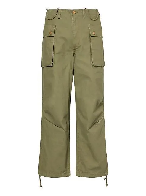 BRAIN DEAD Flap-pocket Cotton Cargo Trousers - Olive
