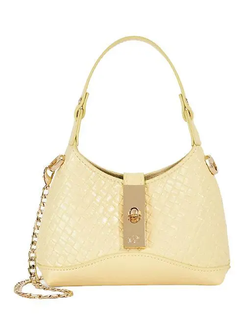 DUNE Micro Faux-leather Bag With Chain Strap - Yellow Synthetic