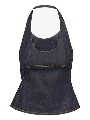 Jacquemus Le Lavoir De-nîmes Halterneck Top - Dark Navy