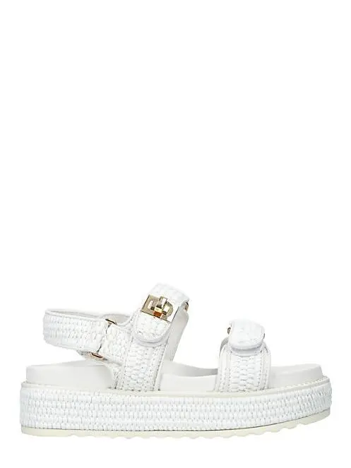 Steve Madden Bigmona Raffia Flat Sandals - White