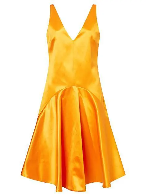 JW Anderson V-neck Draped Satin Midi Dress - Satsuma