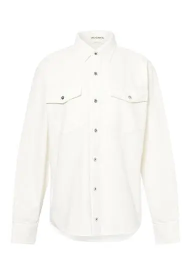 JW Anderson Oversized Brand-patch Cotton-denim Shirt - White