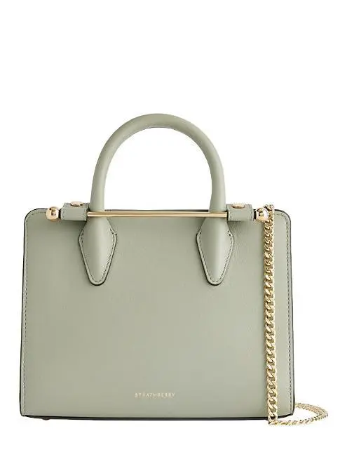 Strathberry Mini Leather Tote - Library Green