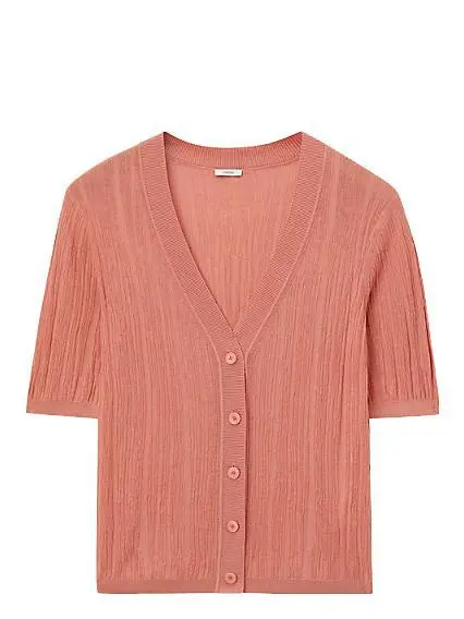 JOSEPH Sens Ribbed Silk And Cotton Cardigan - Blush