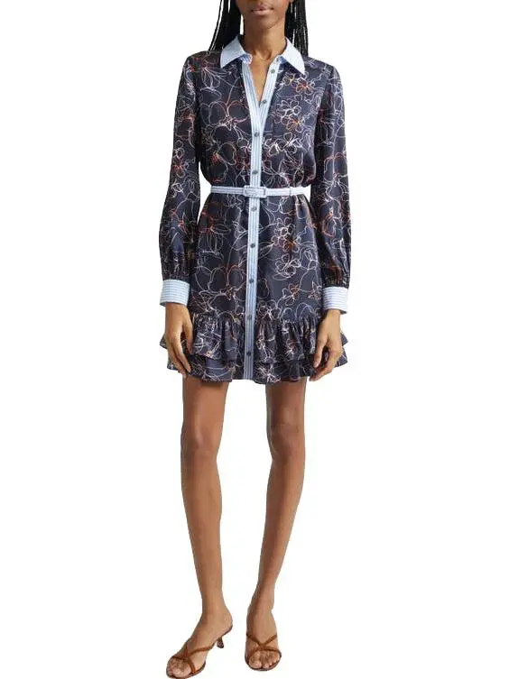 Cinq À Sept Malvia Floral Shirtdress - Navy Multi