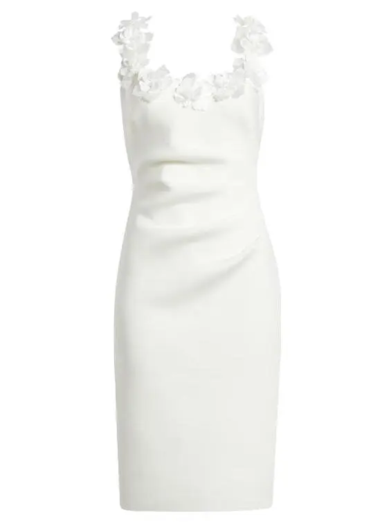 Eliza J Floral Ruched Cocktail Dress - Ivory