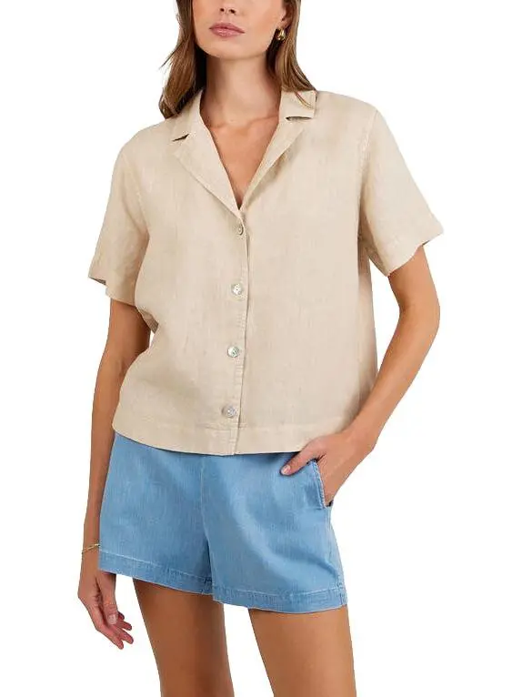 Bella Dahl Short Sleeve Linen Camp Shirt - Linen Sand