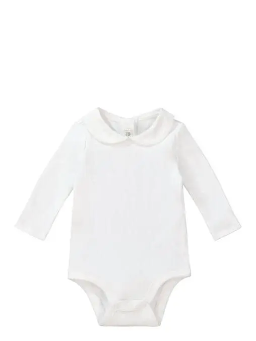 HOPE & HENRY Baby Peter Pan Collar Bodysuit - Soft White